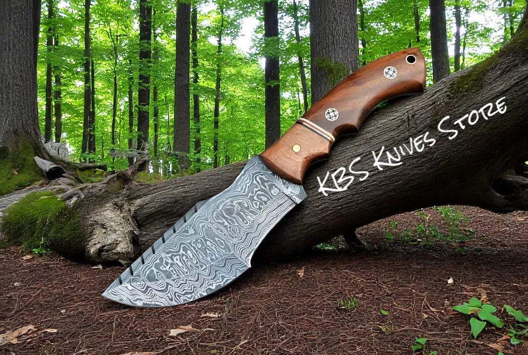 Custom Damascus Tracker Knife Scout Carry with Leather Sheath - Phoenix ...