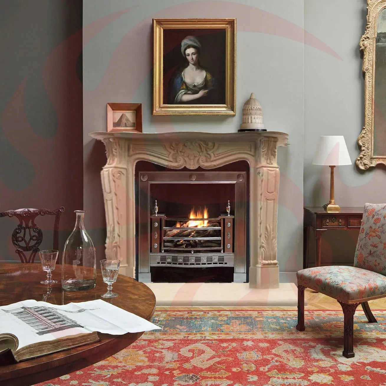 Troia Light Travertine Traditional Hand-carved Fireplace Surround (W)1 ...